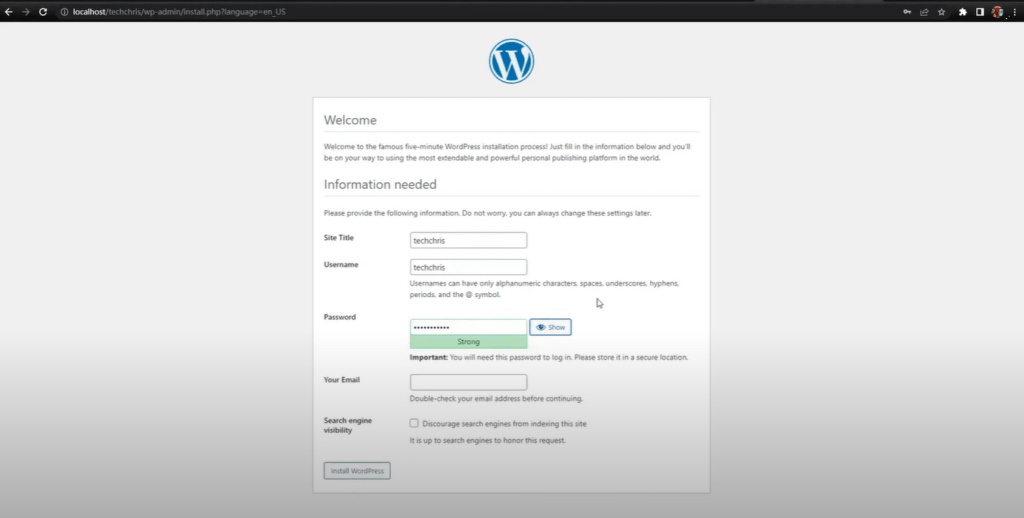 How to install WordPress on localhost Windows | TechChris